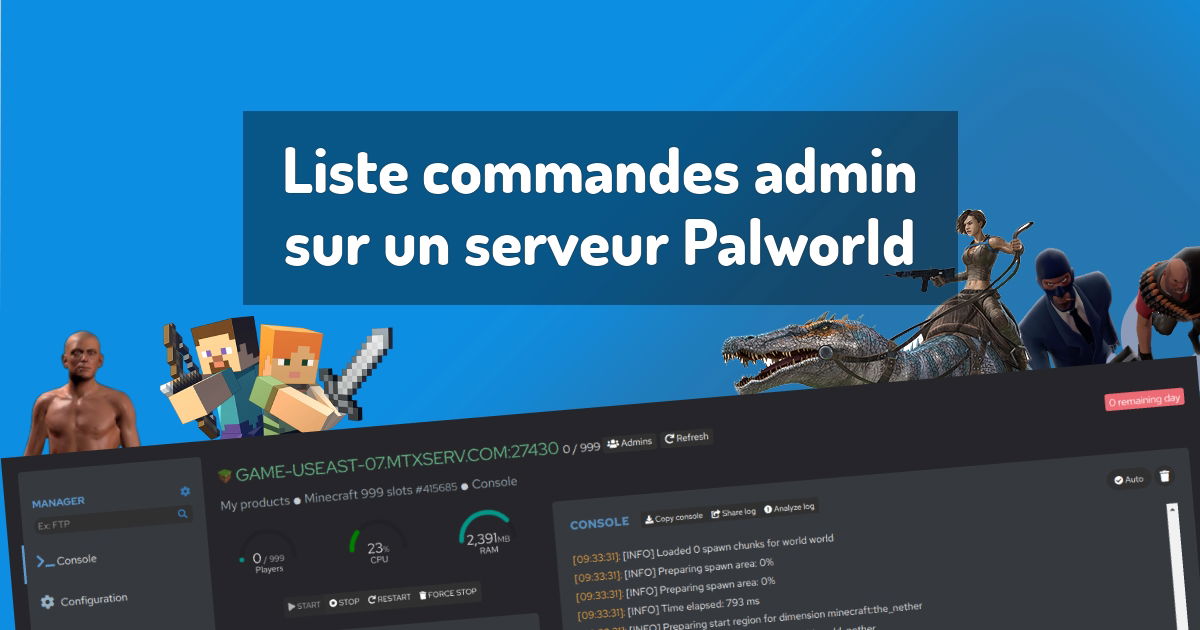 Liste commandes admin sur un serveur Palworld | Guides Palworld